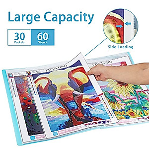 TTPOLONG A3 Diamond Painting Storage Book, Diamond Art Portfolio Book 30 Pags Clear Pockets Plastic Sleeves（16.8X12.5 Inch)