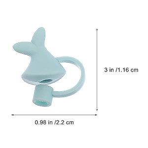Amosfun 6Pcs Silicone Straw Tips Cover Cute Straw Cover Cap Straw Toppers Dolphin Tail Straw Cap Cover Straw Plug for Drinking Straws Party Gifts