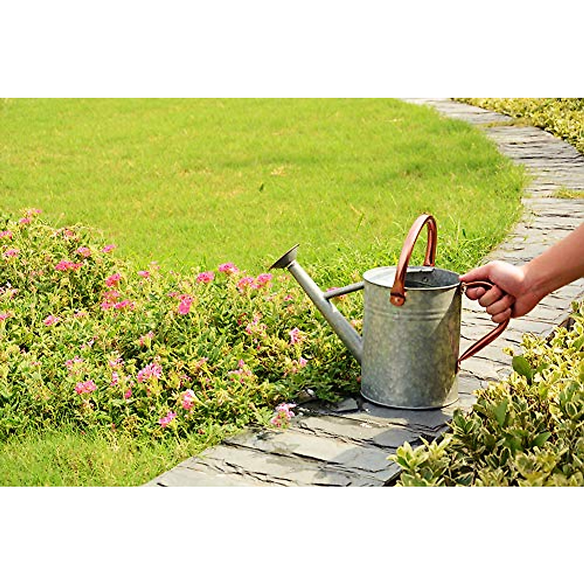 Metal Watering Can, One Gallon Watering Cans Stainless Steel Handle for Outdoor Indoor Garden Plants Watering (1 Gallon Silvers)