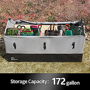 dapai Outdoor Storage box, 172 Gallons Capacity Waterproof Portable Deck Box for Gardening Tools, Seat Cushions,and Other Accessories. Grey & Black