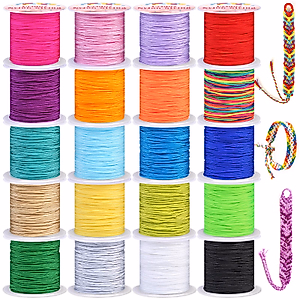 Nylon String for Bracelets, Cridoz 20 Rolls Chinese Knotting Cord Nylon Beading Thread for Kumihimo, Braided Bracelets, Beading, Necklaces, Macrame Craft, Wind Chime, Jewelry Making