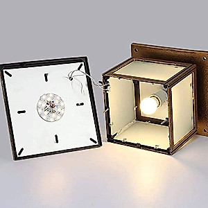 CZLZY European Retro Style Aluminum Square Pillar Lamp Solar LED Post Light Outdoor Waterproof Column Light Glass Lampshade Villa Courtyard Wall Decoration Landscape Light