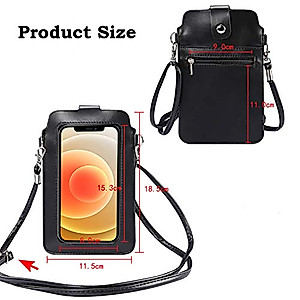 Lightweight Cell Phone Touch Screen Crossbody Bag Travel Shoulder Purse Wristlet Clutch Handbags, Black