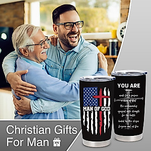 NVFCC Christian Gifts for Men, Catholic Gifts, Religious Gifts for Men, Christian Christmas Gifts, Inspirational Gifts, Bible Verse Gifts, Gifts for Spiritual Men 20oz Coffee Tumbler