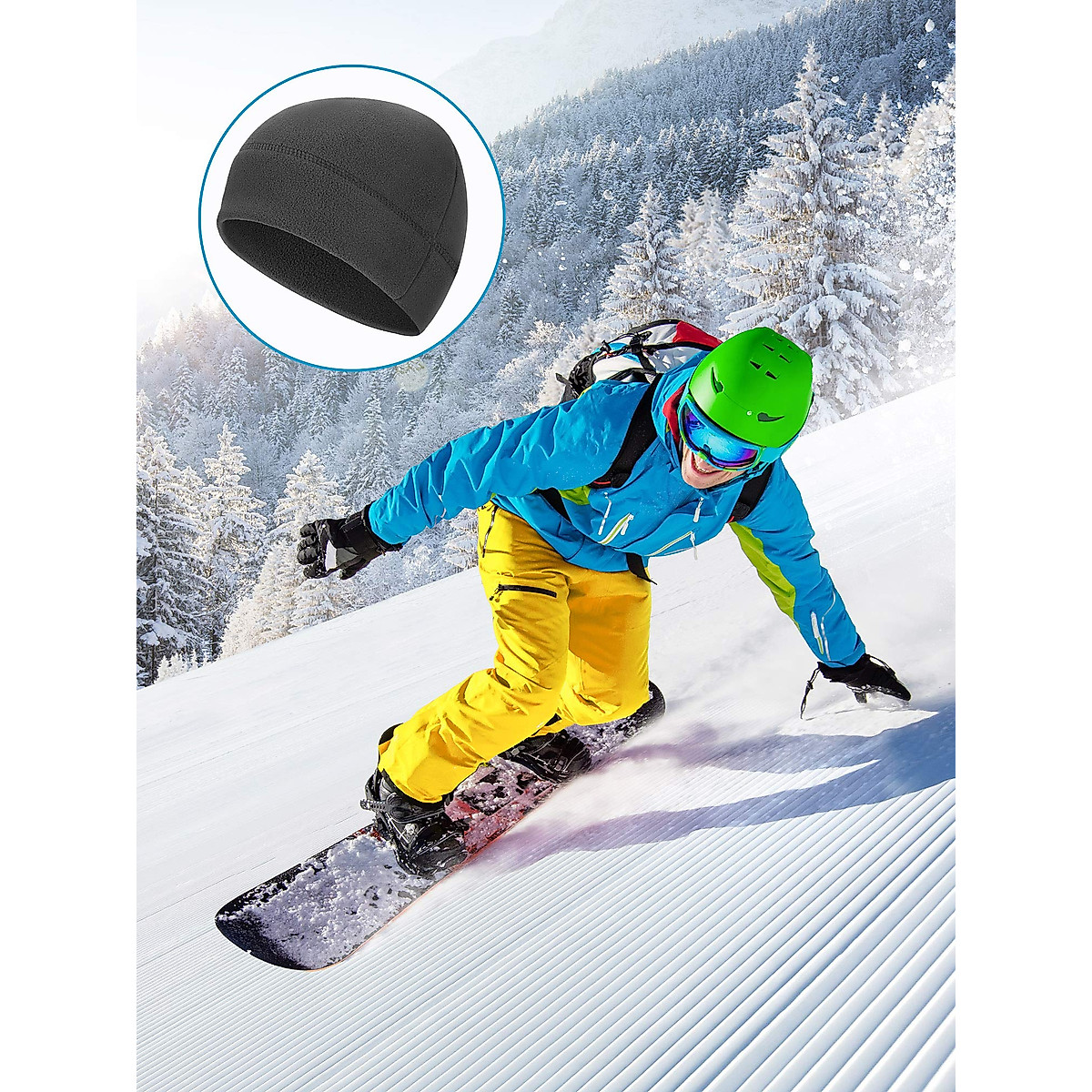 3 Pieces Winter Warm Skull Cap Soft Polar Fleece Beanie Hat Thick Windproof Watch Cap Skiing Outdoor Cap for Men Women (Royal Blue, Black, Gray, Plus Size)