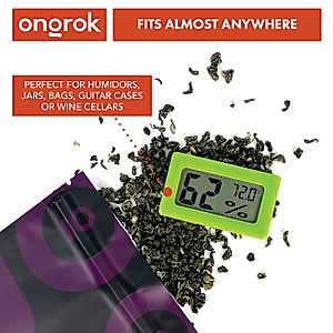 6 Pack of Mini Hygrometers by ONGROK, Small Humidity Temperature Gauge with Digital LCD Display, Color Coded for Organization, Mini Hygrometer for Jars,