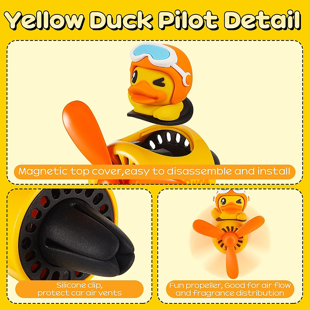 Duck Car Air Freshener Cute Diffuser Rotating Propeller Outlet Vent Fresheners Automotive Duck Air Fresheners Aromatherapy Ornament Car Accessories(Duck Style)