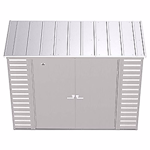 Arrow Shed Select 8' x 4' Outdoor Lockable Steel Storage Shed Building, Flute Grey