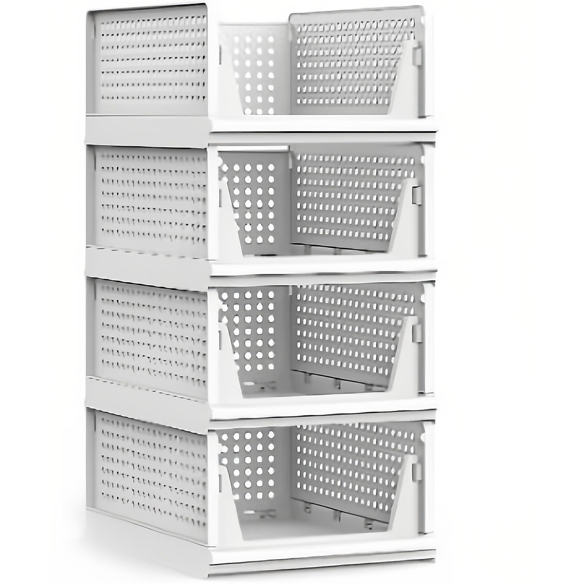 VVoodeinck 4 Drawer Style Wardrobe Storage Boxes with Stackable Plastic Storage Basket Wardrobe Storage Box Kitchen Bathroom Bedroom Office Storage Box Layered Storage Box（17*13*7IN）