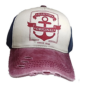 LONGTEN Vintage Baseball Cap Fashion Anchor Pattern Denim Cotton Frayed Edge Sunhat Adjustable Unisex C