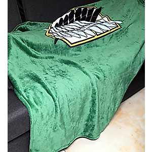 Anime Throw Blanket Flannel Fleece Blanket Cosplay Hooded Cloak Shawl Wrap Nap Quilt (47''X 65'', Green)