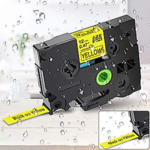 GREENCYCLE 10 Pack Compatible for Brother P Touch TZe-631 AZE 631 TZ631 TZ-631 1/2" 12mm 0.47 inch Laminated Black on Yellow TZ TZe Label Tapes Used in PTH110 PT-D200 PTD600 D400 Label Makers