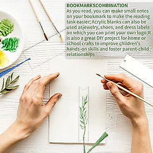 ECam 30 Pcs Acrylic Bookmark Blanks, Clear Acrylic Bookmarks with Colorful Tassel, 3 Styles Acrylic Book Markers, DIY Acrylic Bookmarks, Transparent Bookmarks, 15 Color of Tassels/ Total 30 Pcs