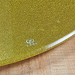 360° Swivel Tray,Round Glass Table Top,Tempered Glass Lazy Susan Turntable for Dining Table,Rotating Serving Plate,Stable and Not Easy to Tilt,31″/35″/39″/43″/47″ - Golden Sand