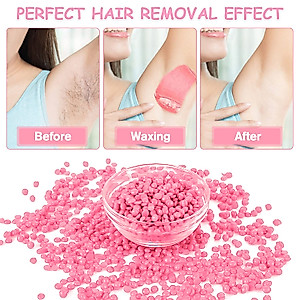 Hard Wax Beads, Professional Wax Beads for Hair Removal 400g Hair Wax with 10 Pcs Wood Sticks for Full Body Brazilian Bikini Face Legs Eyebrow Painless at Home for Woman Men