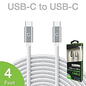 Dual USB-C/PD 60W Fast Charging Cord Compatible with ZTE Blade V20 Plus 5Gbps Data Transfer for Power Delivery Hi Capacity Charging (White)