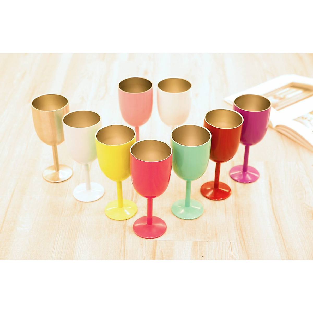 AMZUShome Stainless Steel Wine Glasses Cups.Double Walled Vacuum Insulated Wine Tumbler With Lid and Straw.Friendship,Christmas,Birthday Gifts for Women Men Friends Dad Mom(10oz Rose Gold)