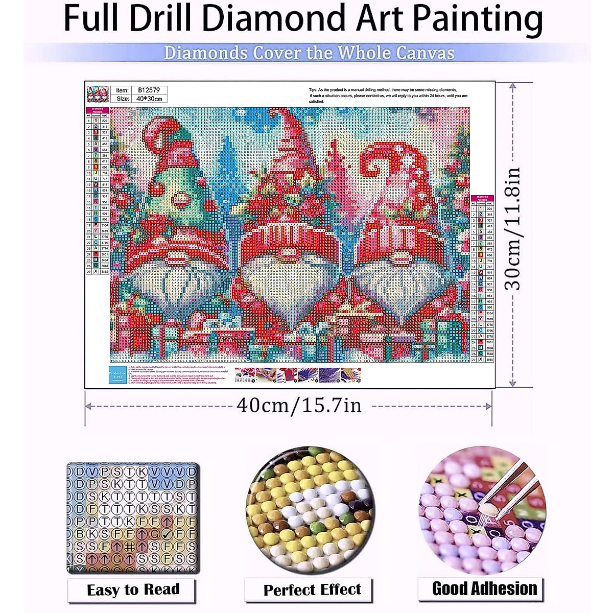 Diamond Art Kits for Adults Gnomes Diamond Painting Christmas Kits for Adults Beginners Round 5D Paint by Diamonds Gem Dots Art Gnomes Painting Crafts Kits Home Decor Gifts 12x16in (Christmas Gnomes)