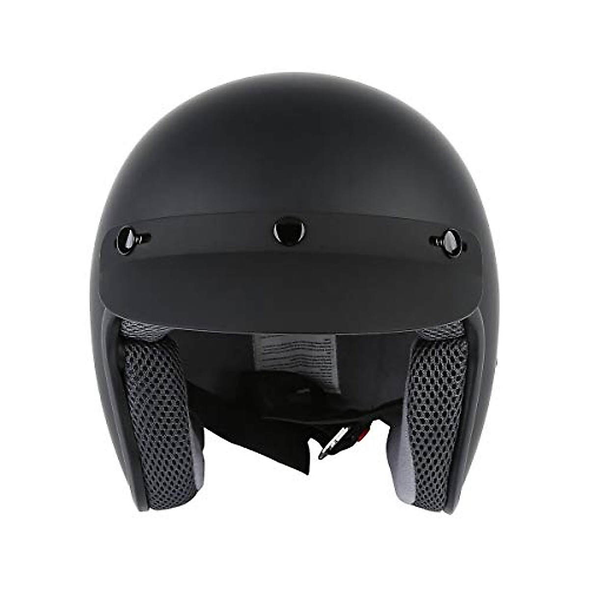 TCT-MOTORPARTS Adult Helmet 3/4 Open Face Motorcycle Scooter DOT Helmet Sun Visor Size Small Matte Black