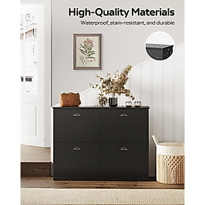 MIRROTOWEL Shoe Cabinet,Hidden Slim Narrow Shoe Rack Cabinet with 4 Drawers for Entryway, Foyer,Hallway,Bedroom,Black