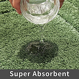 COSY HOMEER Extra Thick Bath Rugs for Bathroom - Anti-Slip Bath Mats Soft Plush Yarn Shaggy 100% Strong Mirco Polyeste Mat Living Room Bedroom Mat Floor Water Absorbent(Green,24x48 - Inches)