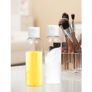 ZLEVEAYN 4oz Clear Plastic Bottles with Flip Caps 48 Pack Reusable Travel Container for Shampoo Conditioner Toiletries Lotion Essential Oil