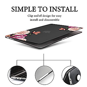 iLeadon MacBook Pro 13 inch Case 2020 Release Model A2338 M1/A2251/A2289, Plastic Hard Shell Case with Keyboard Cover Only Compatible 2020 New MacBook Pro 13 with Touch Bar Fits Touch ID, Peony Flower