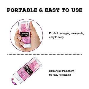 Erinde Silver Body Glitter Stick, Singer Concerts Face Shimmer Glitter Gel, Mermaid Chunky Glitter Sequins, Music Festival Rave Accessories Hair Sparkling Holographic Glitter Makeup, 0.56oz