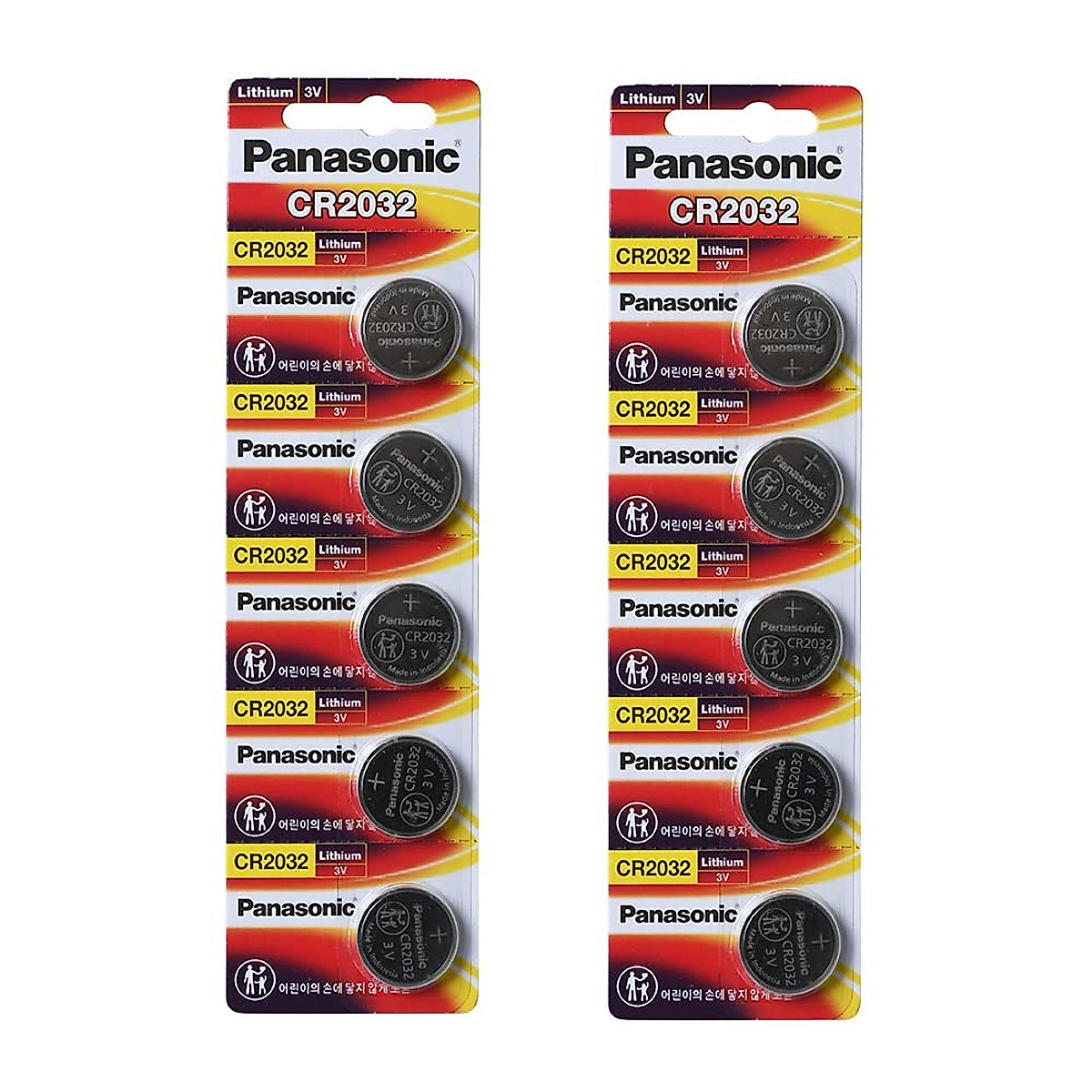 Panasonic CR2032 3V Lithium Battery 2PACK X (5PCS) =10 Single Use Batteries