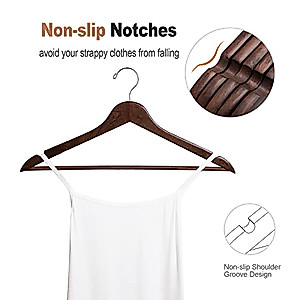 ELONG HOME Solid Wooden Hangers 30 Pack, Slim Wood Coat Hangers with Extra Smooth Finish, Precisely Cut Notches and Chrome Swivel Hook, Wooden Clothes Hangers for Shirt Suit Jacket Dress