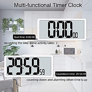 TXL Extra Large Digital Wall Clock with Backlight, 16.9" Oversize Battery Operated Alarm Clock with Day, Date & Temperature, Jumbo Display Digital Count Up DownTimer Clock for Seniors, Home, Office