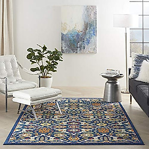 Nourison Allur Contemporary Navy Multicolor 4' x 6' Area -rug, Easy -cleaning, Non Shedding, Bed Room, Living Room, Dining Room, Kitchen (4x6)