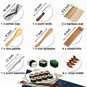 TIMDAM Sushi Making Kit for Beginners, All in One Sushi Maker Set with Sushi Mats Bamboo Roller, Sushi Bazooka, Chopsticks, Paddle, Spreader, Sushi Knife, Chopsticks Holder, Sushi Kit for Home