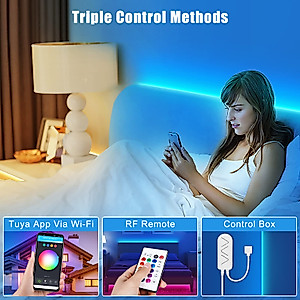 Tatazone RGBWW Smart LED Strip Lights, 32.8ft Tunable White 3000K to 6500K+RGB WiFi Led Light Strips Work with Alexa Google, Music Sync Color Changing Indoor Rope Lights for Kitchen, Room, Cabinet