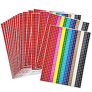 Small Dot Stickers, Mini Dot Labels, Neon Colors Circle Stickers, Round Colored Dot Labels for Decorating Classroom Office (9360 Pieces, 6 mm)