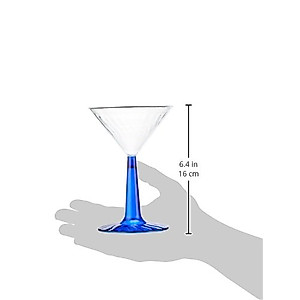 Fineline Settings 12-Piece Flairware 2-Piece Martini Glass, 6-Ounce, Blue