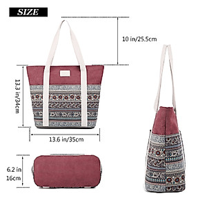ArcEnCiel Canvas Tote Womens Shoulder Handbag with Purse (Maroon)