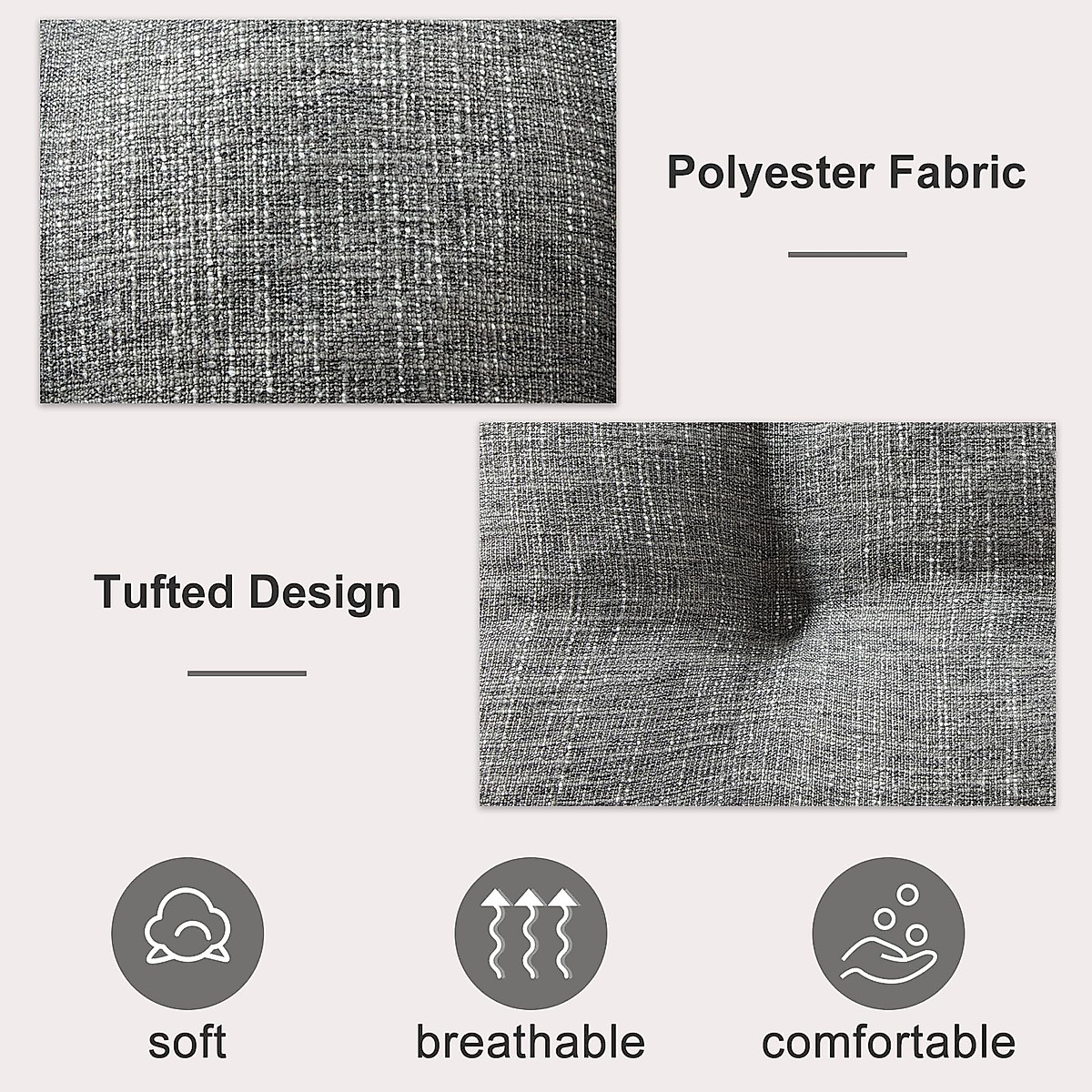 Quilmfoam Chair Cushions for Dining Chairs Set of 4, Kitchen Chair Cushions with Non-Slip Backing, Memory Foam Seat Cushions for Kitchen Chairs, Indoor Chair Pads with Ties, 15.5 x 15.5X 4 Dark Grey