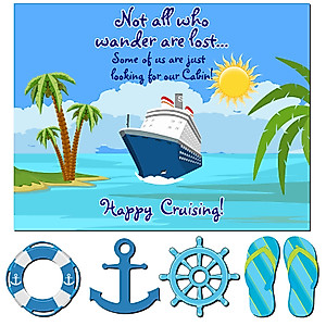 Kanayu 6 Pcs Cruise Door Decorations Cabin Cruise Door Magnets Flip Flop Anchor Cruise Door Decor Ship Steering Wheel Life Preserver Ring Car Fridge Magnet Decal for Door(Summer, Classic Style)