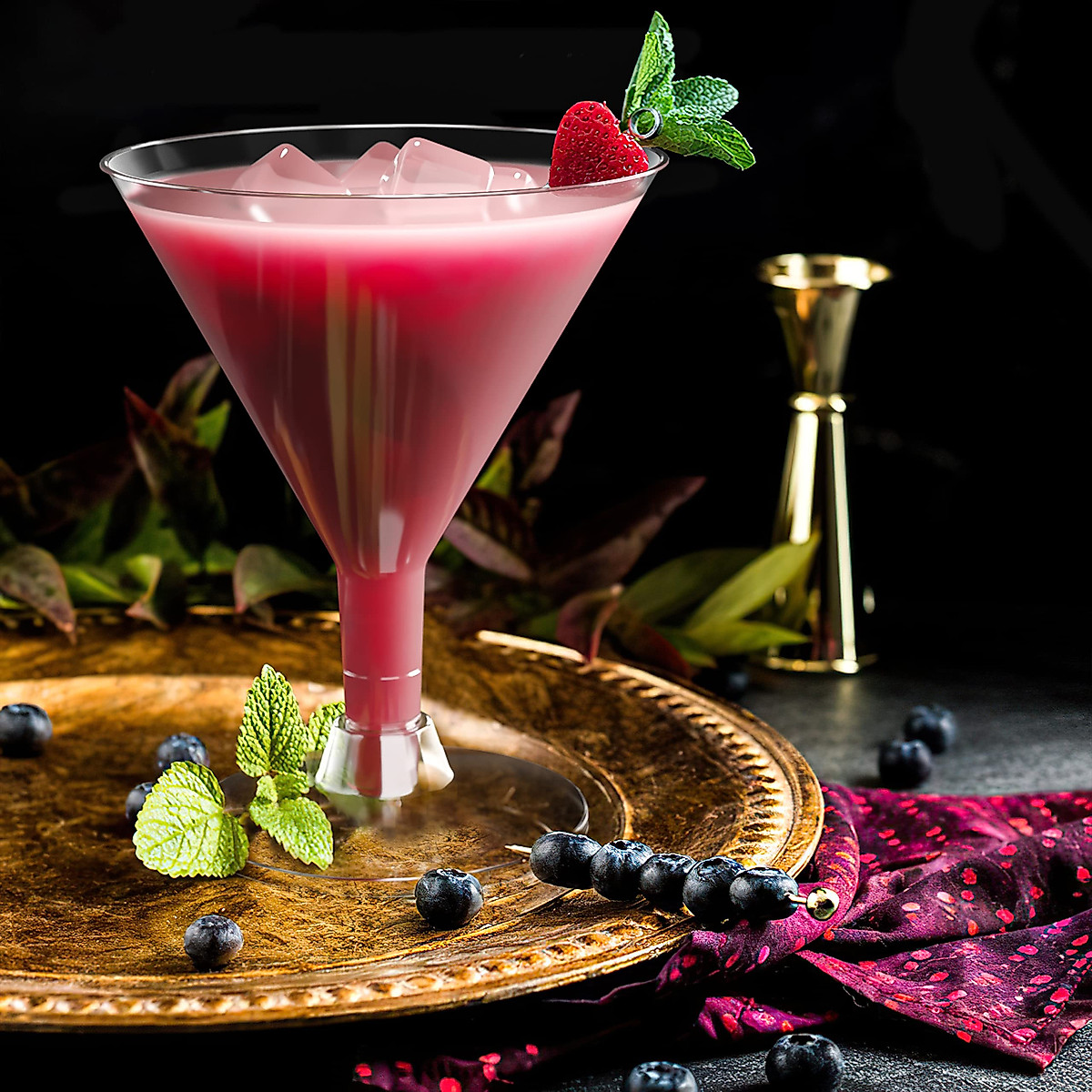 Plastic Martini Glasses - 60 Pack 5 Oz. - Crystal Clear Disposable Martini Glasses With Stem - Cocktail Glasses - Ideal For Weddings, Birthdays, And Parties - Perfect For Appetizers And Desserts