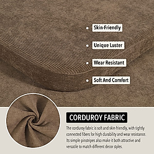 Tromlycs Chair Pads for Dining Chairs Set of 4 Kitchen Room Seat Cushions Indoor Non Slip with Ties 17 x 17 Inch Brown Corduroy