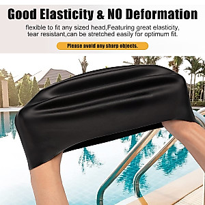 Tripsky Extra Large Swim Cap for Women Men,Waterproof Silicone Swimming Caps Ideal for Long Hair, Thick Curly Hair & Dreadlocks Braids Weaves Afro Hair - Keep Hairstyle Unchanged (Black)