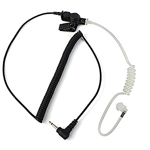 Retevis 3.5mm Acoustic Tube Receive Listen Only Earpiece 1 Pin, Compatible with 2 Way Radio Transceiver and Speaker Mic with 3.5mm Jack, Surveillance Earpiece with Coil Tube Clip for Police(1 Pack)