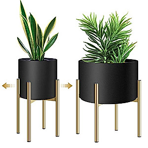 Plant Stand, Metal Plant Stands for Indoor Plants Adjustable for 8 9 10 11 12 inches Pot, Planter Stand Mid Century Stable Stylish Corner Plant Stand for Outdoor, Gold 1Pack, Pot not Included