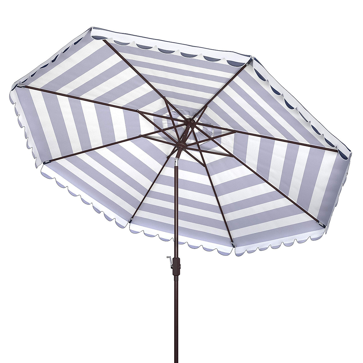 Safavieh PAT8111C Outdoor Vienna Navy and White 11-Foot Round Crank UV Protected Umbrella