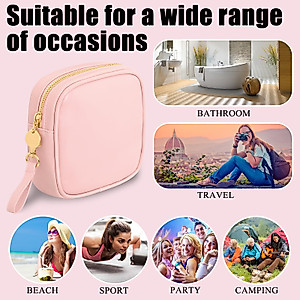 EXQUILEG Small Makeup Bag for Purse - Cosmetic Bag Travel Pouch, Mini Makeup Zipper Pouches, Cute Make up Bags Organizer for Women and Girls (Pink)