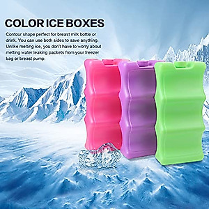 Bercoor 3pcs Breastmilk Ice Pack, Bottle Ice Packs for Breastfeeding Working Mom fit for Cans Bottles Breast Pump Bag, Red, Green, Purplem
