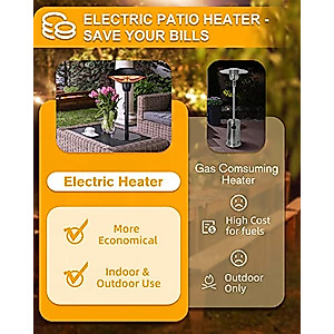 Star Patio Outdoor Freestanding Electric Patio Heater, Tabletop heater, Infrared Heater, Hammered Bronze Finished, Portable Heater suitable as a Balcony Heater, 1566-CT