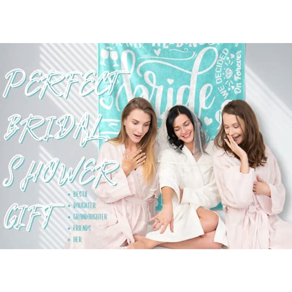 InnoBeta Bridal Shower Gifts, Wedding Gifts for Women, Bride, Wedding Blanket, Bride Gifts, Blanket Ceremony, Soft Throw Blanket 50"x65" - Tiffany Blue