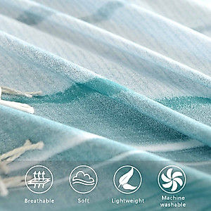 ETDIFFE Teal Duvet Cover King Size, 3pc Modern Grey and Blue Gradient Striped Microfiber Comforter Cover Set, Farmhouse Soft and Lightweight Abstract Ombre Pattern Quilt Cover (90x104) for Women Teen